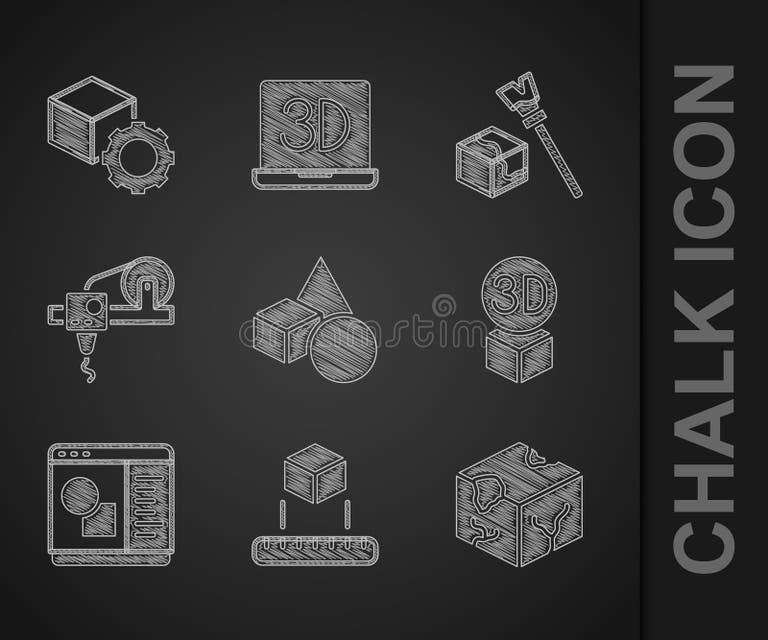 Set Basic Geometric Shapes, Isometric Cube, 3D Printer Software, and ...