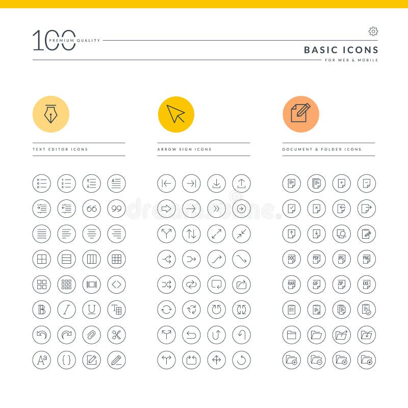 Set of Basic Icons for Web and Mobile Stock Vector - Illustration of ...