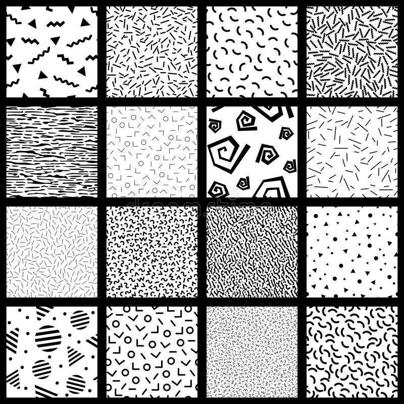 Set of Basic Memphis Style Patterns Stock Vector - Illustration of ...