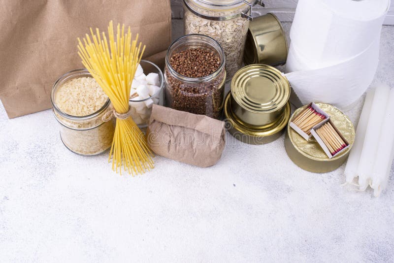 Set of Basic Products in Emergency Situations. Stock Photo - Image of ...