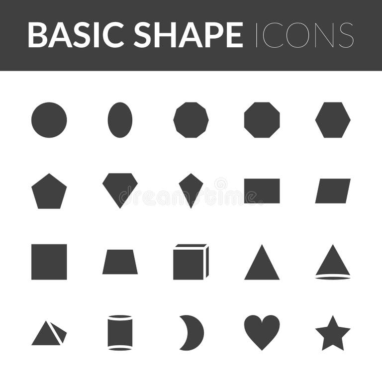 Set of Basic Shape Icons. Solid Color Shape Vector Illustration Stock ...
