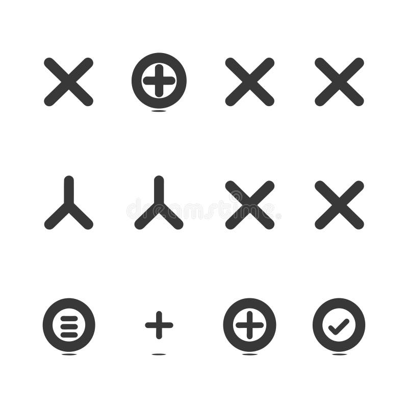 Collection of Simple Cross, Plus and Check Mark Icons Stock Vector ...