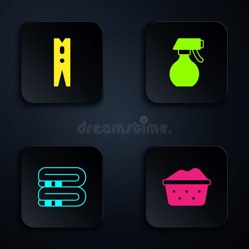 Set Basin with Soap Suds, Clothes Pin, Towel Stack and Water Spray ...