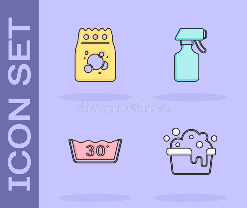 Set Basin with Soap Suds, Laundry Detergent, Temperature Wash and Water ...