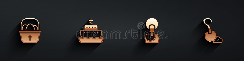 Set Basket with Easter Eggs, Ark of Noah, Jesus Christ and Magic Staff ...