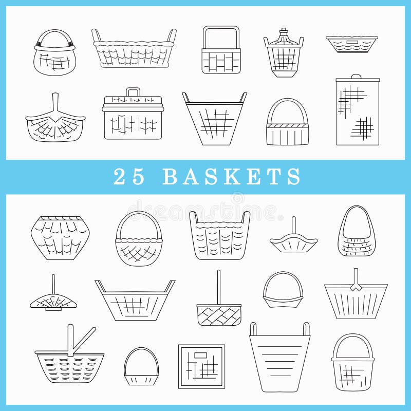 Set of baskets stock vector. Illustration of natural - 95368941
