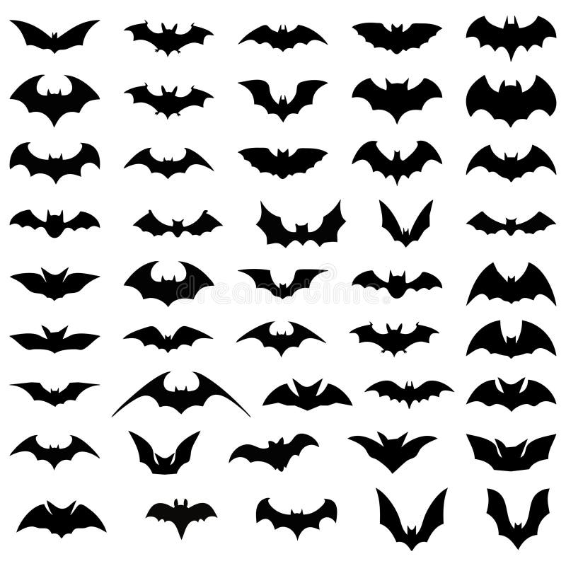 Set of Bat Silhouette, Bat Vector , Spooky Vector Stock Vector ...