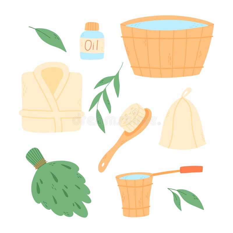 Set of Bath Elements in Flat Style. Vector Illustration Stock Vector - Illustration of flat ...