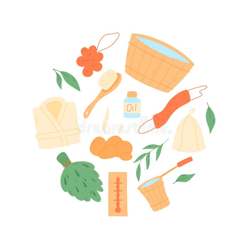 Set of Bath Elements in Flat Style. Vector Illustration. Bath Collection Stock Vector ...