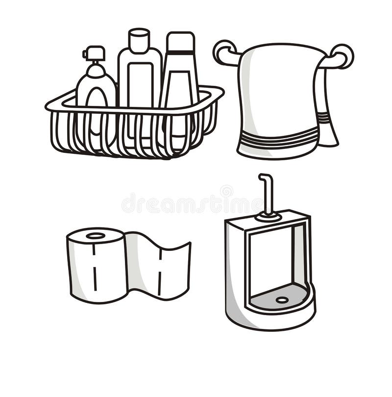 Bathroom Interior Elements Hand Drawn Bathtub Stock Illustrations – 42 Bathroom Interior ...