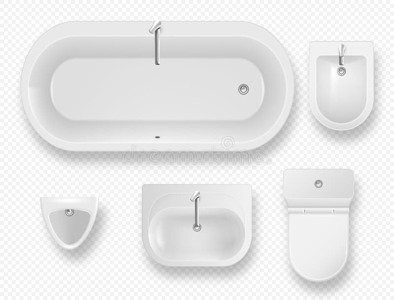 Set Of Bathroom Equipment Modern Lavatory Items Stock Vector