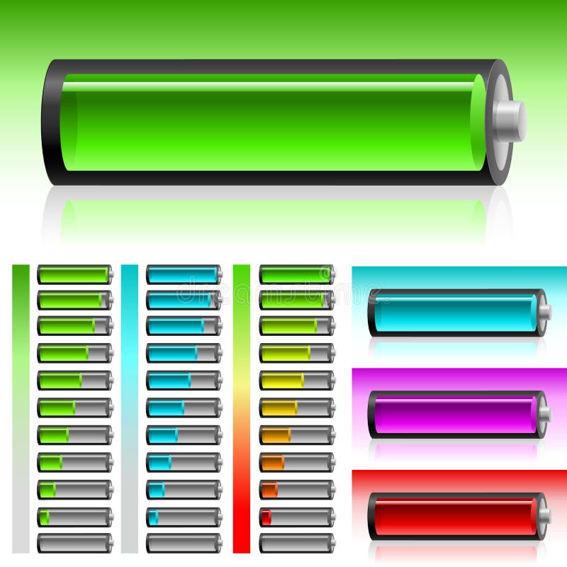 Battery Icon Set stock vector. Illustration of five, battery - 26468623