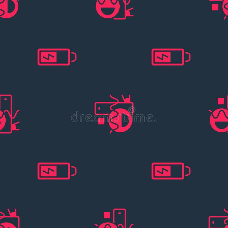 Set Battery and Basic Geometric Shapes on Seamless Pattern. Vector ...