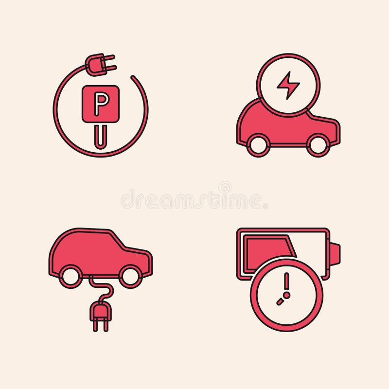 Set Battery Charge, Charging Parking Electric Car, Electric and Icon ...