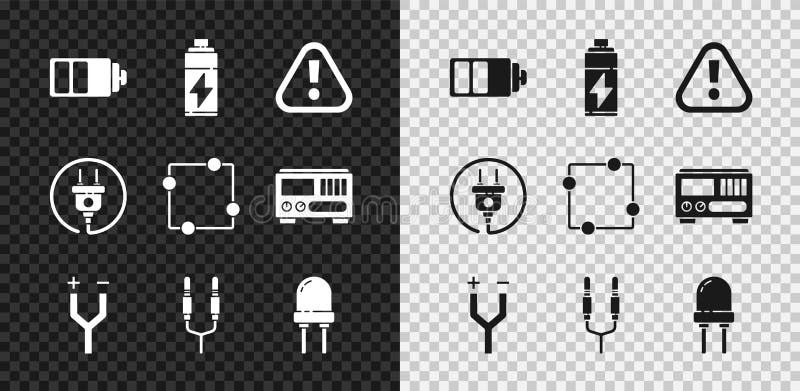 Set Battery Charge Level Indicator, Exclamation Mark Triangle, Electric ...