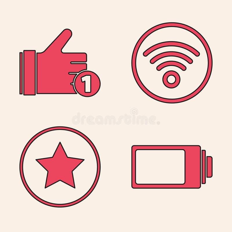 Set Battery Charge Level Indicator, Hand Like, Wi-Fi Wireless Internet ...