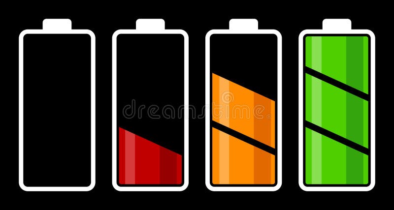 Set of Battery Charge Level Indicator Stock Illustration - Illustration ...