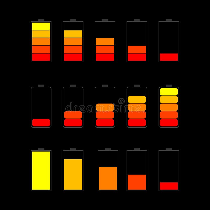 Set of Battery Charge Level Indicators Stock Illustration ...