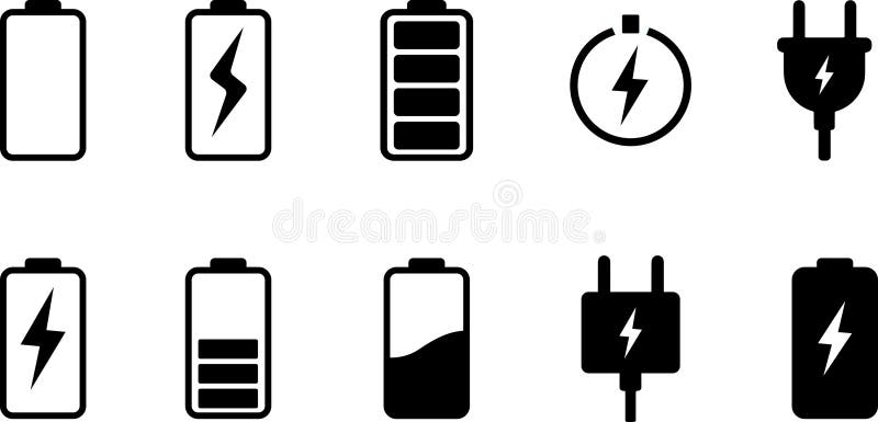 Battery Indicator Set Charging Levels from Empty To Maximum Stock ...