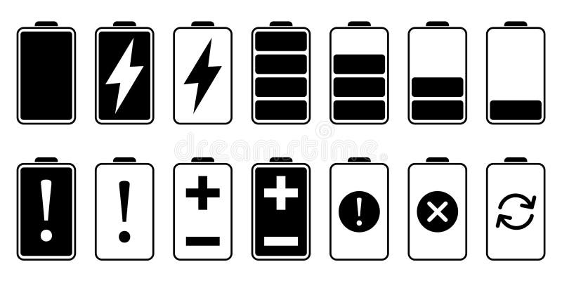 Set of Battery Charging Icons. Battery Charge Level. Batteries with ...