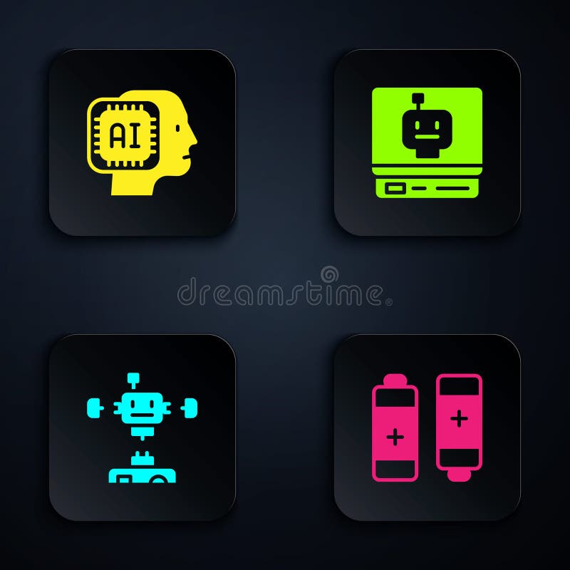 Set Battery, Humanoid Robot, Disassembled and Robot. Black Square ... Set Battery, Humanoid Robot, Disassembled and Robot. Black Square ...
