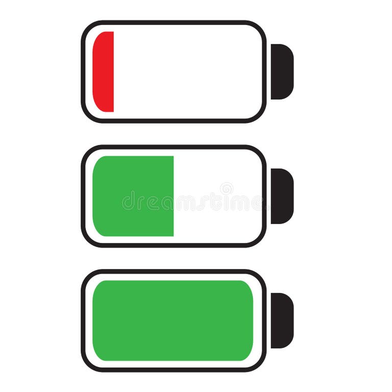 Set Battery Icon Flat Design. Battery of Mobile Phone. Vector Stock ...