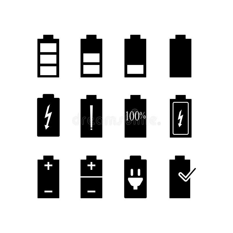 Set of battery icons stock vector. Illustration of component - 111723172