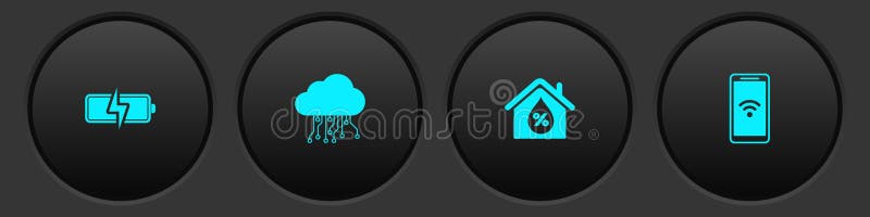 Set Battery, Internet of Things, House Humidity and Mobile with Wi-fi ...