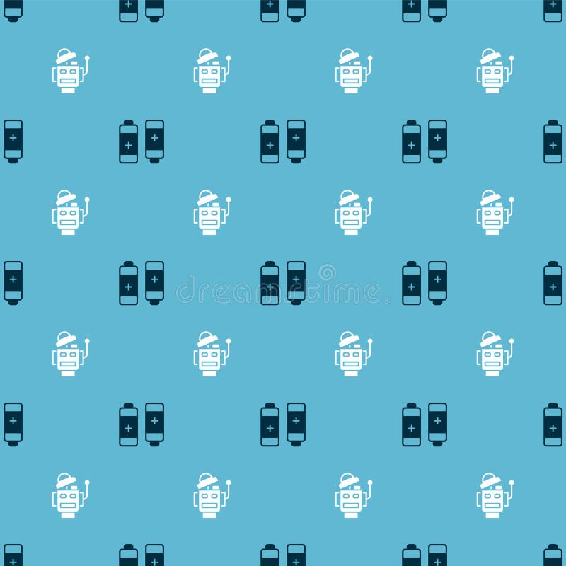 Set Battery and Robot on Seamless Pattern. Vector Stock Vector ...