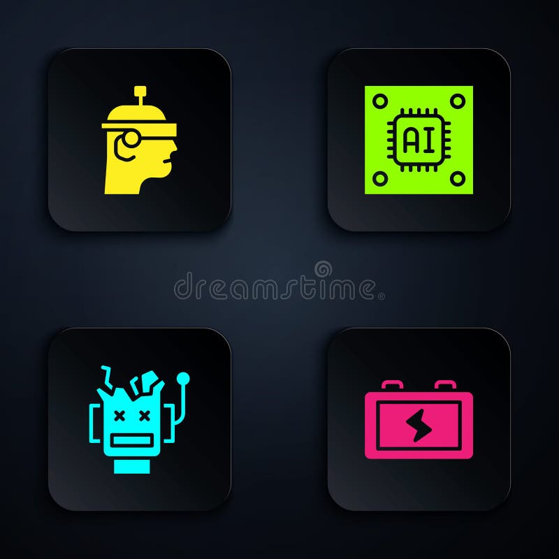 Set Battery, Smart Glasses, Broken Robot and Processor with ... Set Battery, Smart Glasses, Broken Robot and Processor with ...
