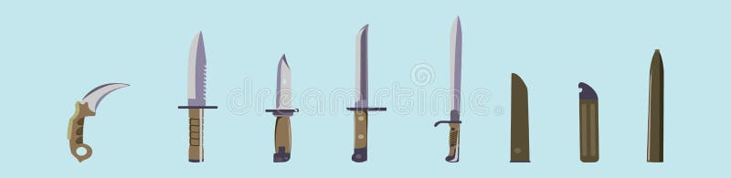 Set of Bayonet Cartoon Design Template with Various Models. Vector ...