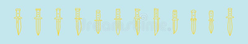 Set of Bayonet Cartoon Design Template with Various Models. Vector ...