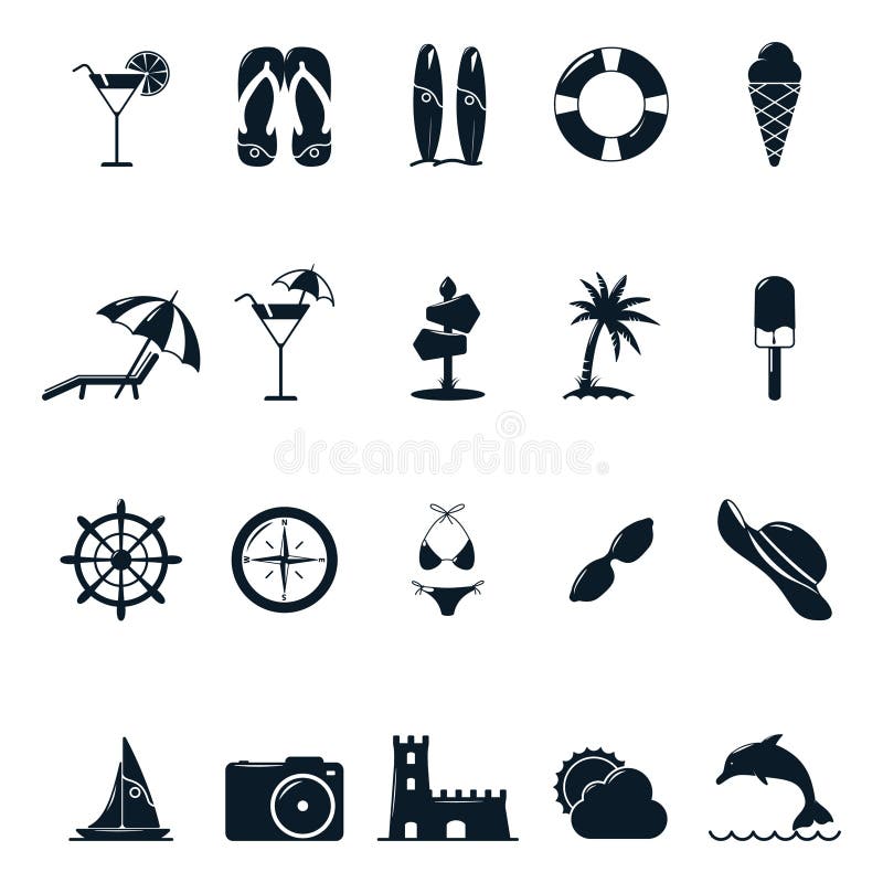 Set of Beach Icons. Vector Illustration Decorative Design Stock Vector ...