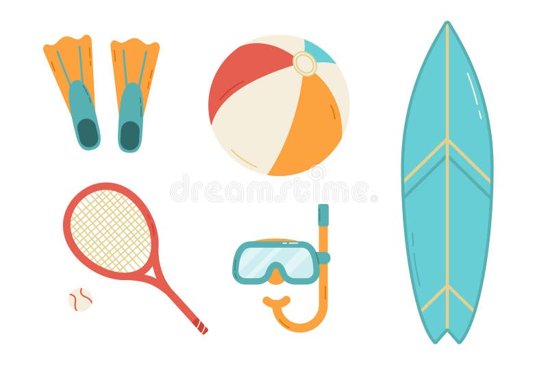 Set of Beach Sport Elements. Flat Illustration Stock Vector ...