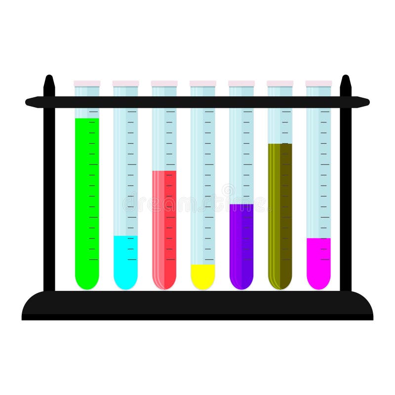 Set of Beaker with Colored Substances on Stand Stock Vector ...