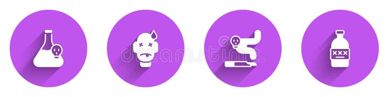 Set Beaker with Toxic Liquid, Man Poisoning, Cigarette and Poisoned ...