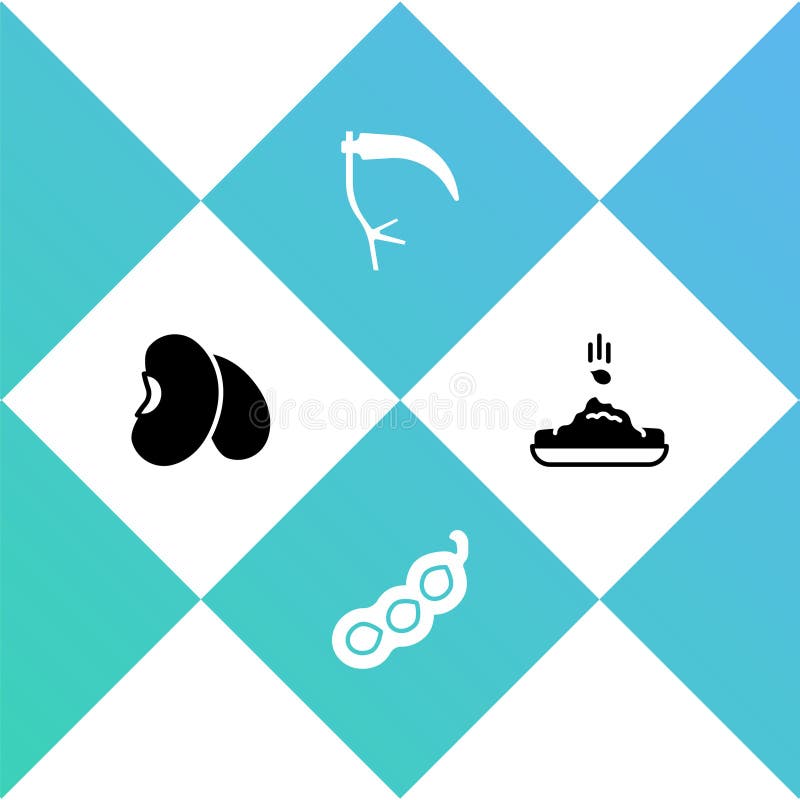 Set Beans, Green Peas, Scythe and Seed Icon. Vector Stock Vector ...