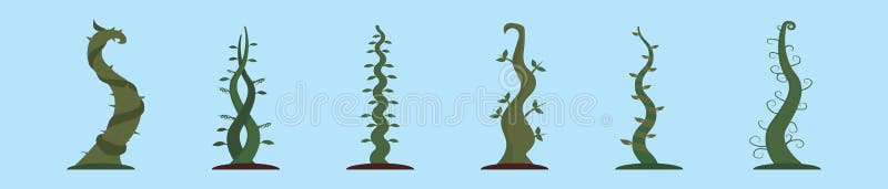 Set of Beanstalk Cartoon Icon Design Template with Various Models ...