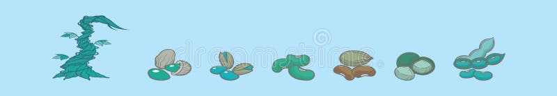 Set of Beanstalk Cartoon Icon Design Template with Various Models ...