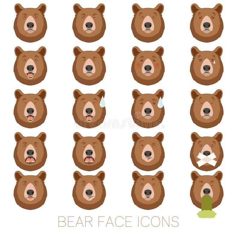 Set of bear face icons stock vector. Illustration of face - 74482937