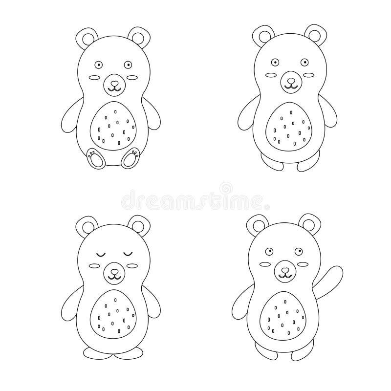 Set of Bear Outline, Line Style. Vector Illustration Stock Vector ...