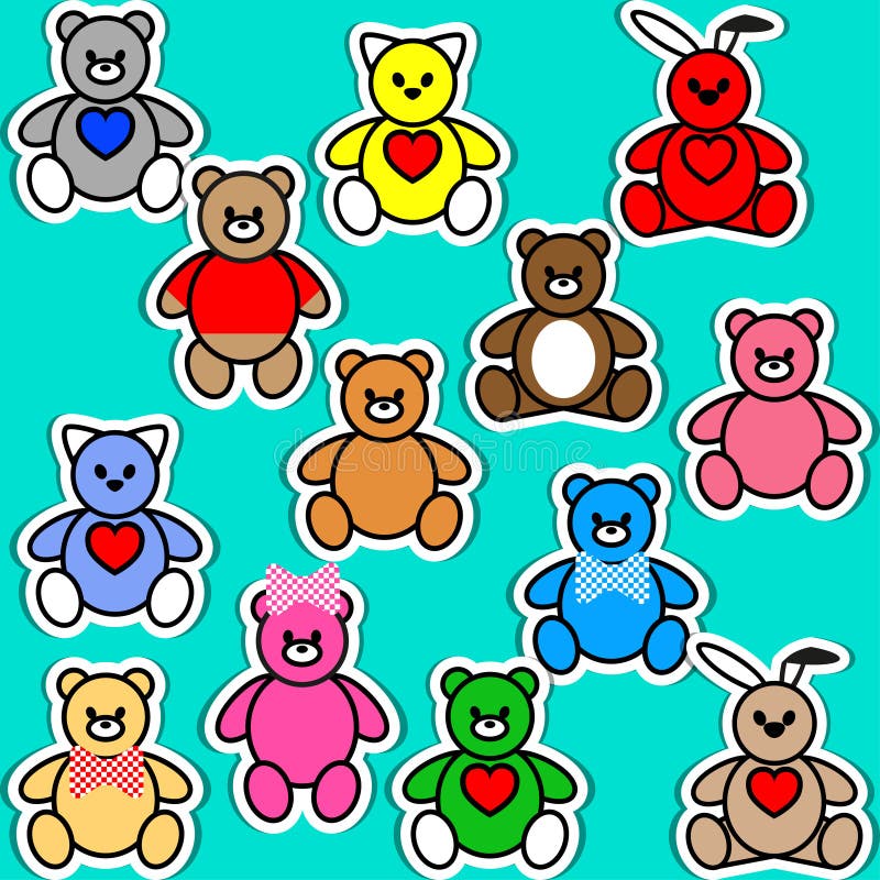 Set of of Bear, Rabbit and Cat Stock Illustration - Illustration of ...