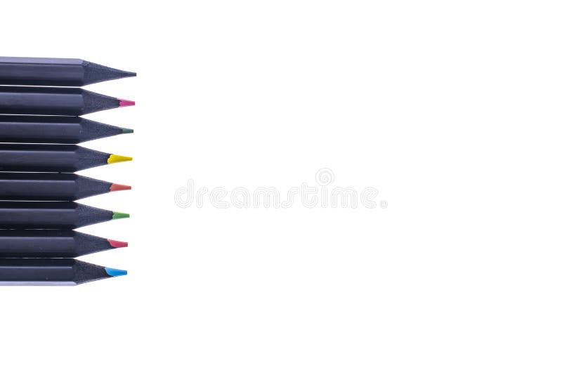 Set of Beautiful Black Colored Pencils on White Background. Stock Image ...