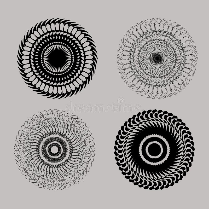 Set of Beautiful Black Line Round Geometric Design Elements Stock ...