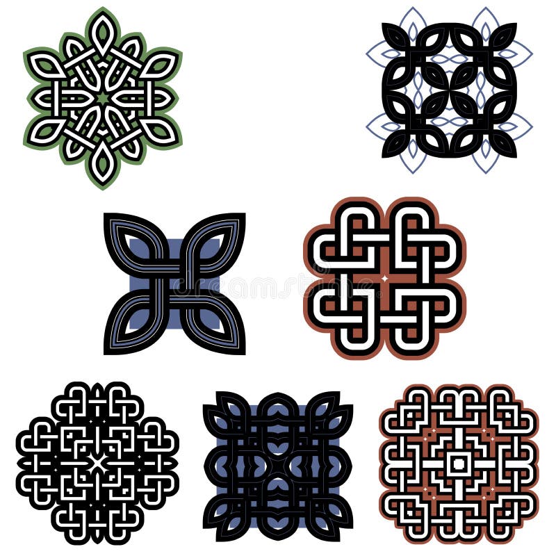 Set of Beautiful Celtic Patterns Stock Vector - Illustration of knot ...