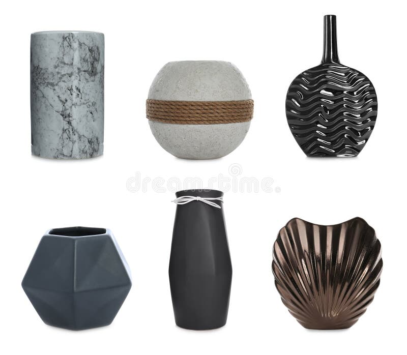 Set of Beautiful Ceramic Vases on Background Stock Image - Image of ...