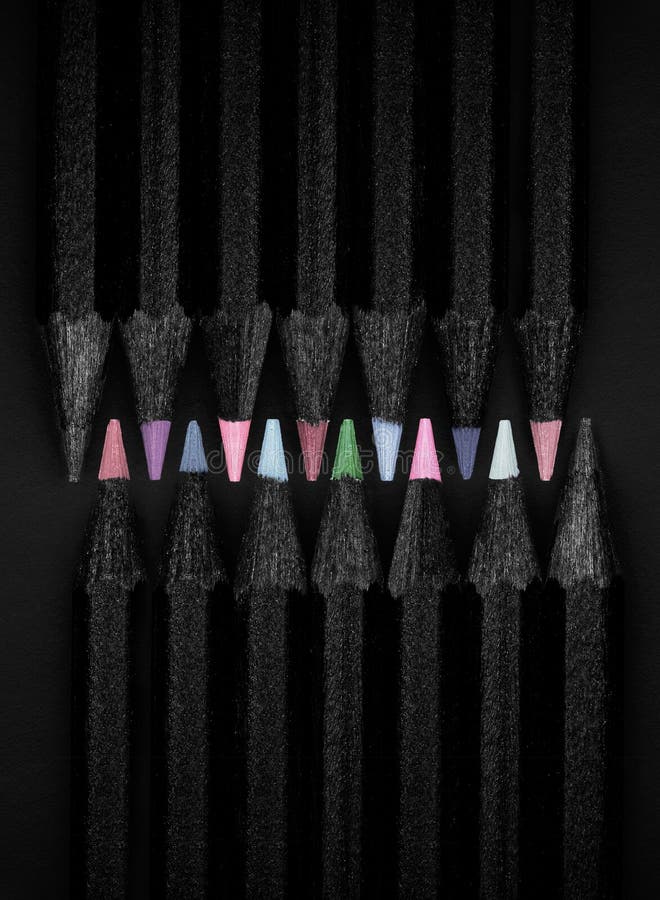 Set of Beautiful Colored Black Pencils Stock Photo - Image of colored ...