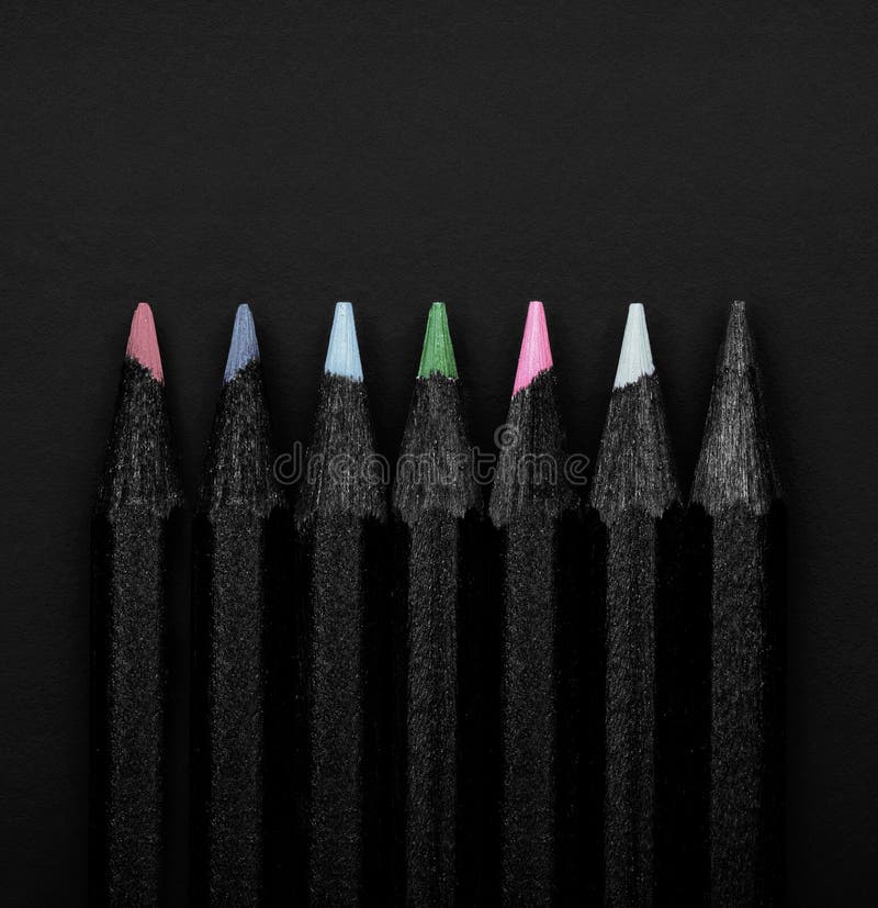 Set of Beautiful Colored Black Pencils Stock Image - Image of copy ...