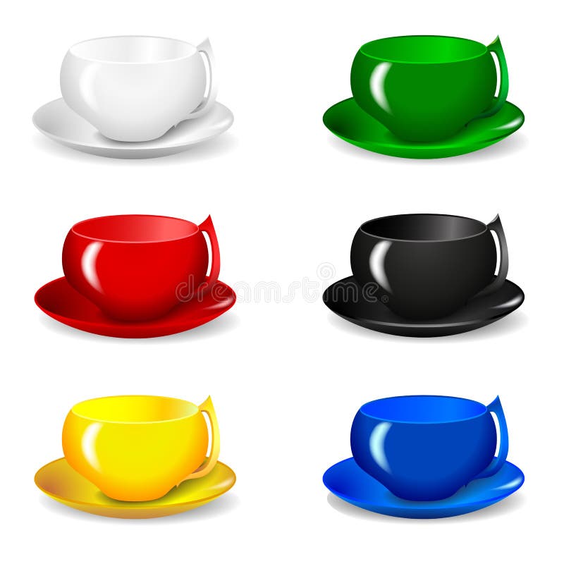 Set of Beautiful Colorful Cups Stock Vector - Illustration of beverage ...