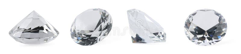 Set with Beautiful Dazzling Diamonds on White Background. Banner Design ...